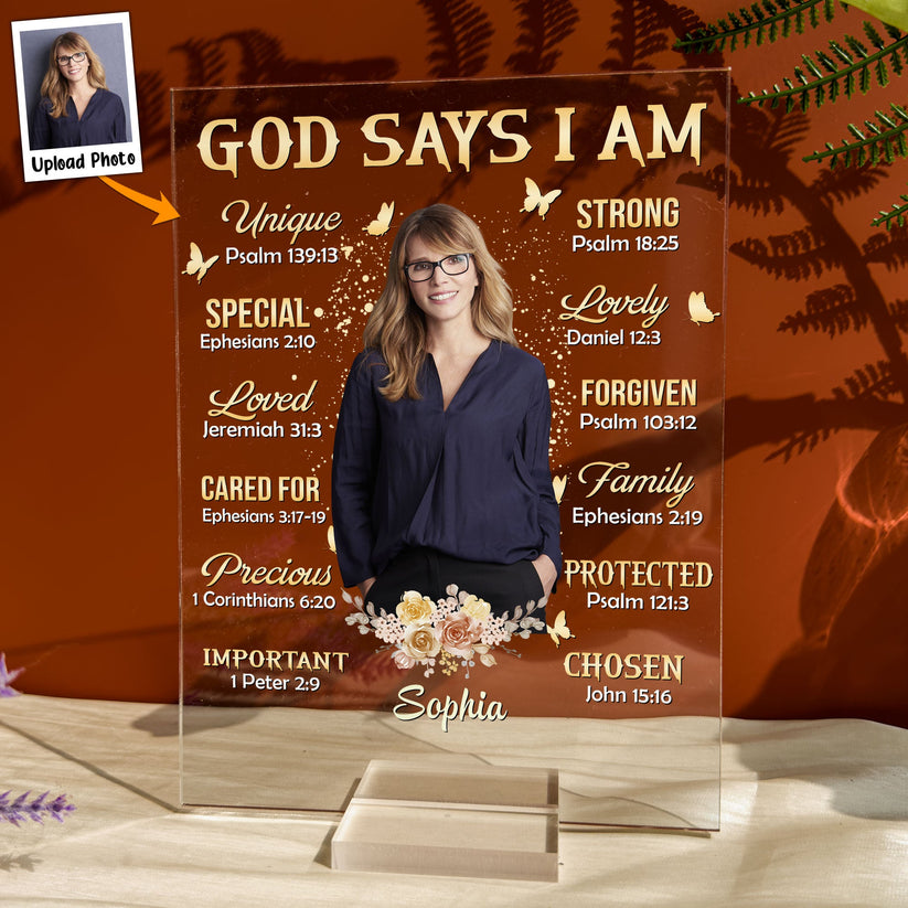God Says I Am - Photo Version - Personalized Acrylic Plaque – Macorner