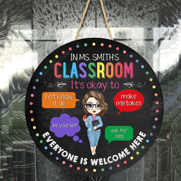 In This Classroom - Personalized Round Wood Sign - Macorner