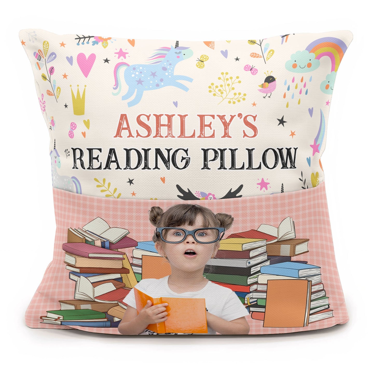 Kid's Reading Pillow - Personalized Pocket Photo Pillow (Insert ...
