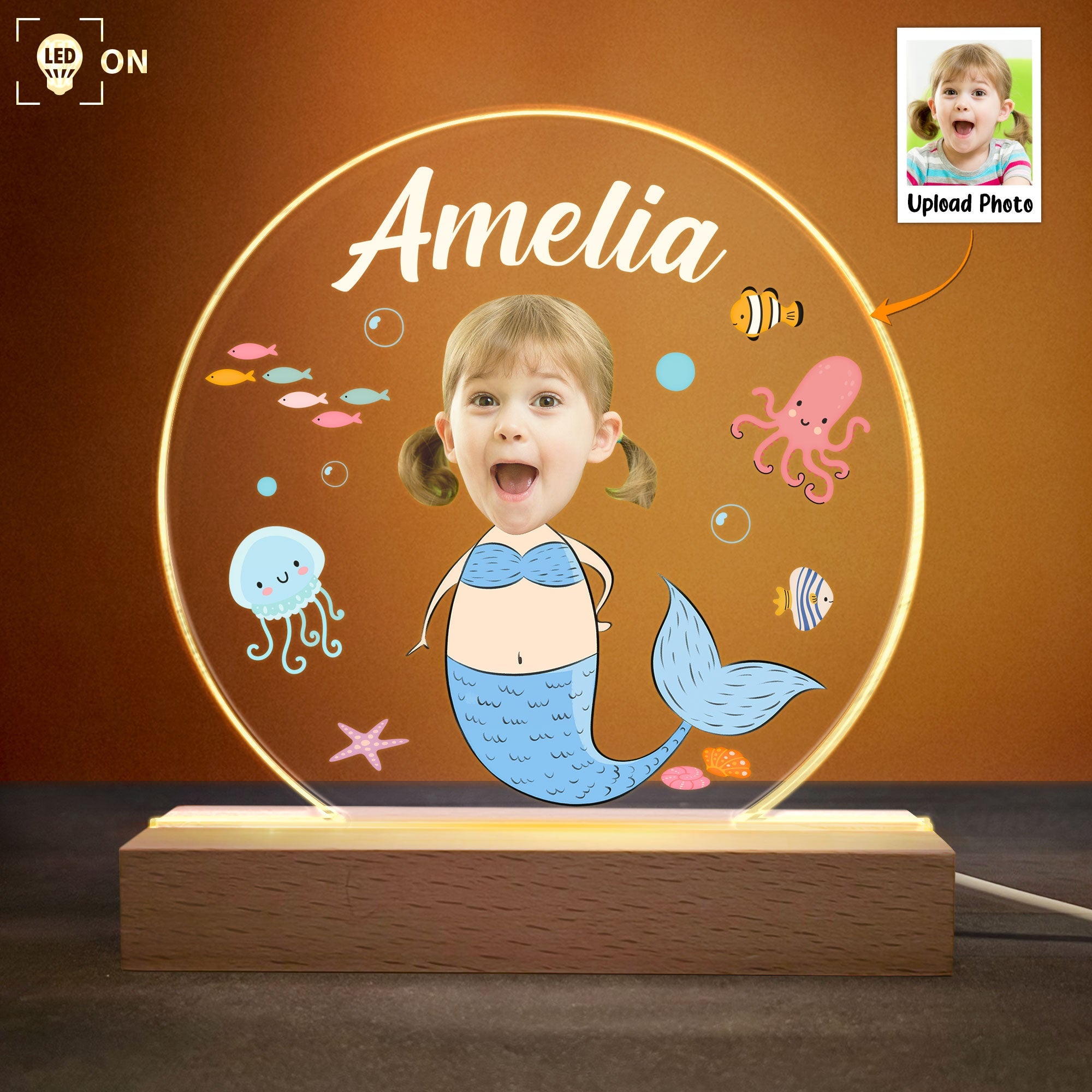 Little Mermaid Kid - Personalized Photo LED Light – Macorner