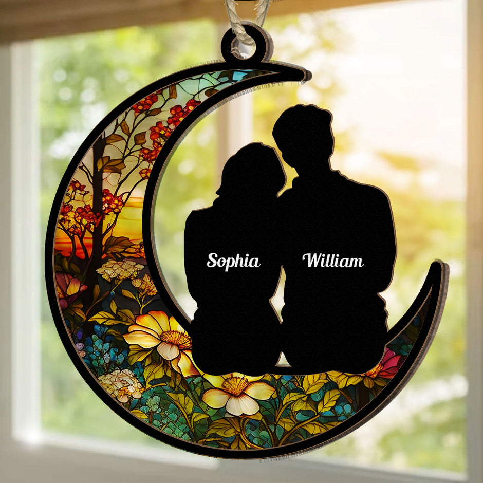 Love To The Moon And Back - Personalized Suncatcher Ornament – Macorner