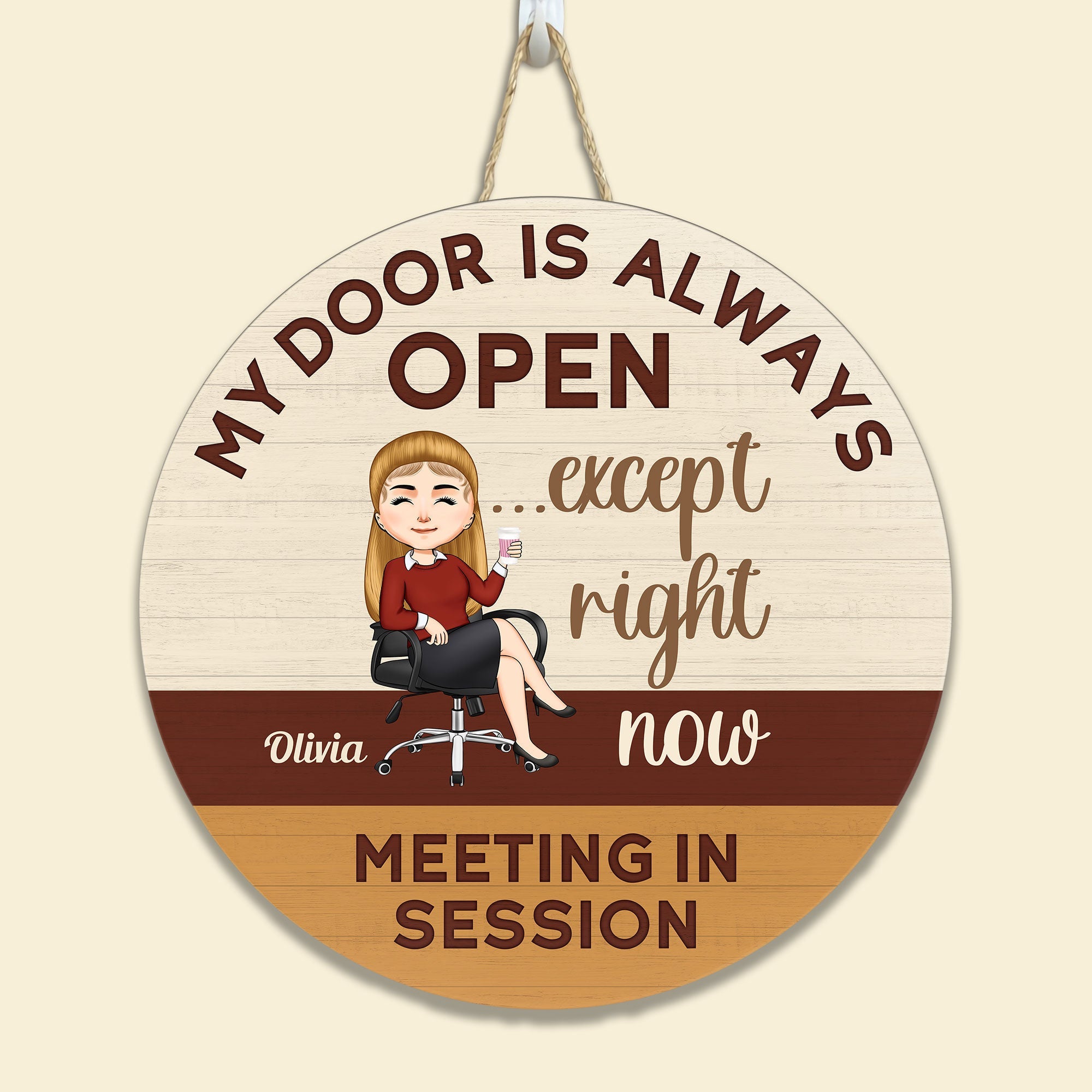 Meeting In Session - Personalized Round Wood Sign – Macorner