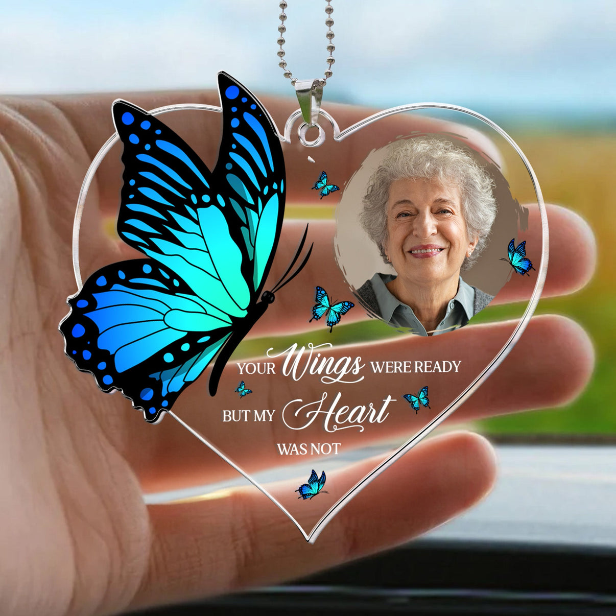 Memorial Car Hanger Your Wings Were Ready - Personalized Photo Rear ...