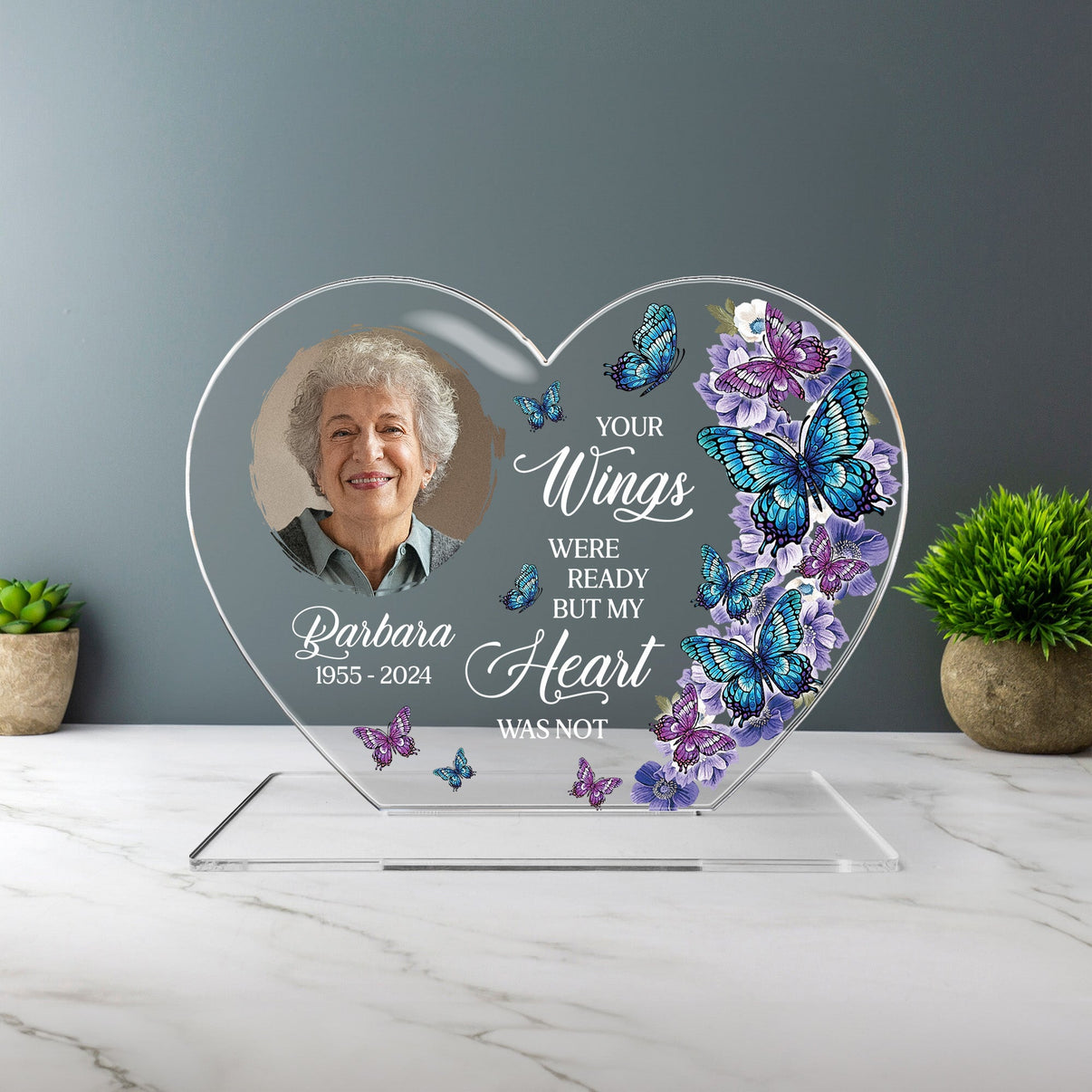Memorial Gift Your Wings Were Ready - Personalized Acrylic Photo Plaqu ...