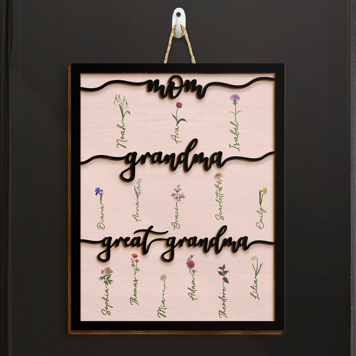 Mom Grandma Great Grandma - Personalized 2 Layers Wood Sign - Gift For ...