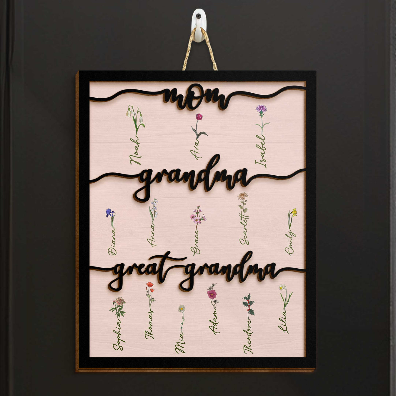 Mom Grandma Great Grandma - Personalized 2 Layers Wood Sign - Gift For ...