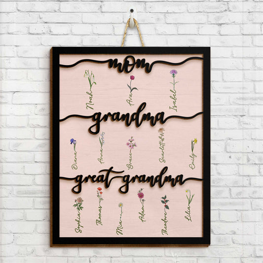 Mom Grandma Great Grandma - Personalized 2 Layers Wood Sign - Gift For ...