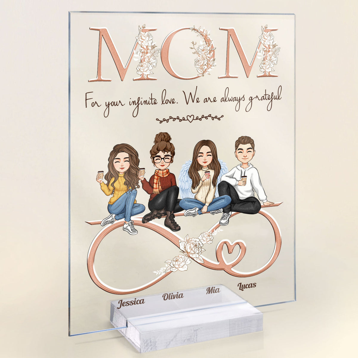 Mom Infinity Love Mother & Daughter - Personalized Acrylic Plaque ...