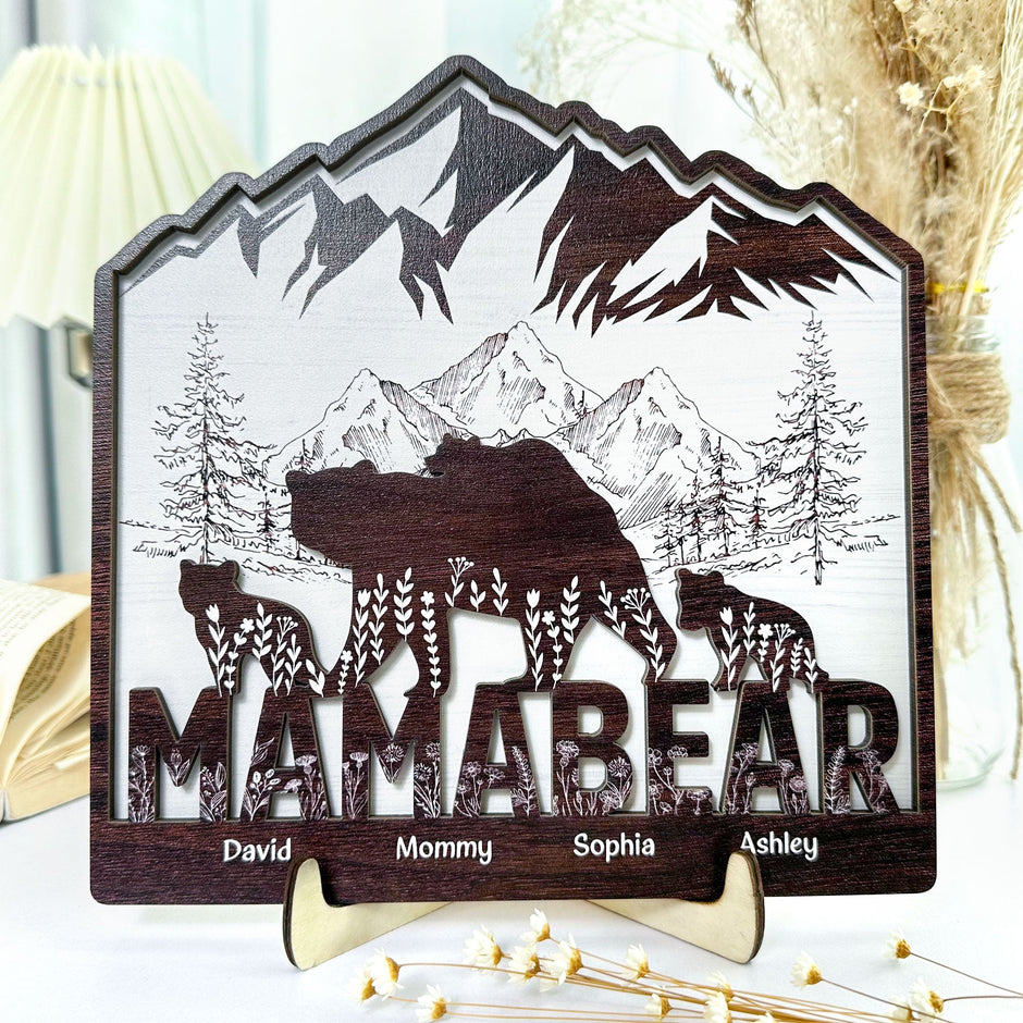 Mommy Bear And Kids - Personalized Wooden Plaque – Macorner