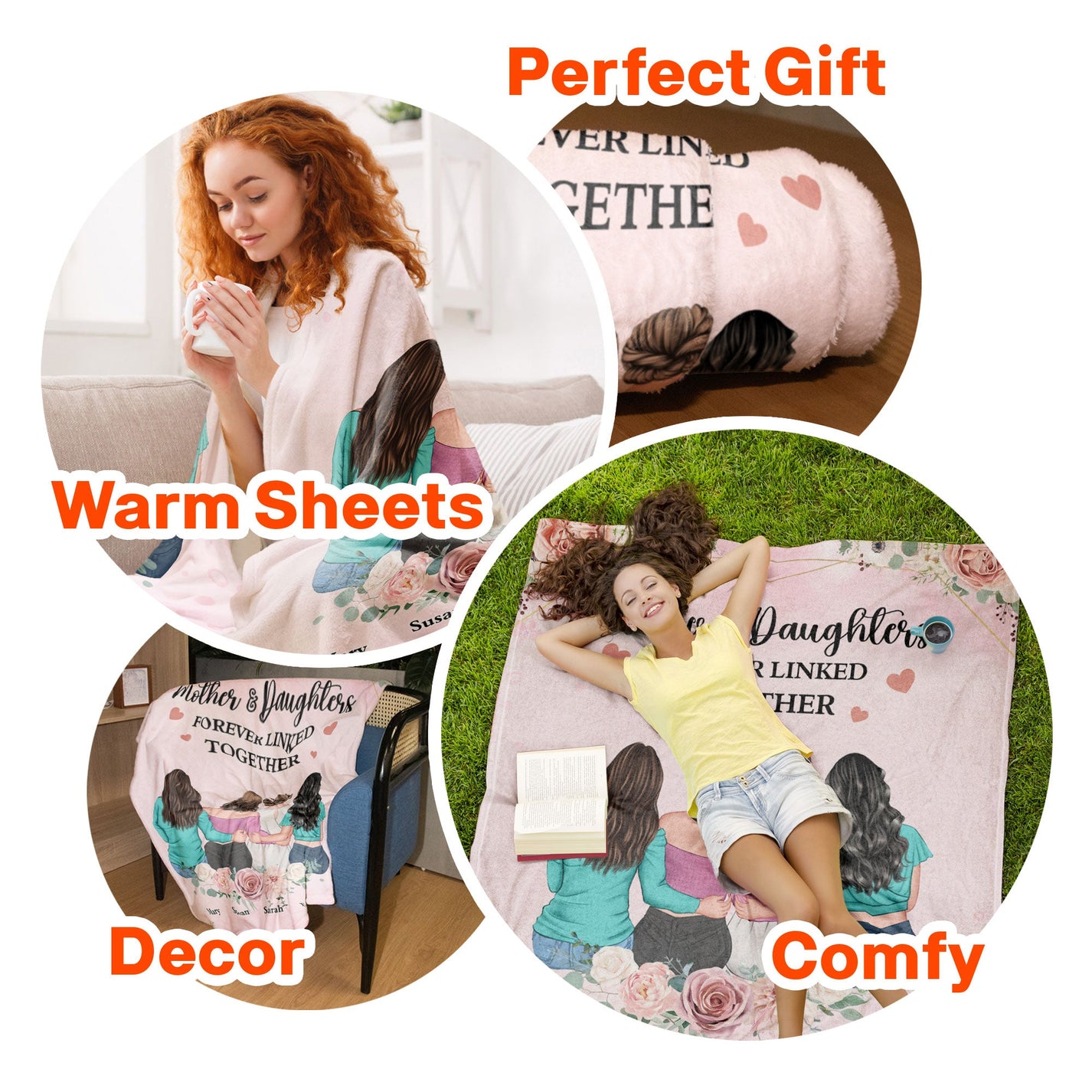 Mother And Daughter Forever Linked Together - Personalized Blanket ...