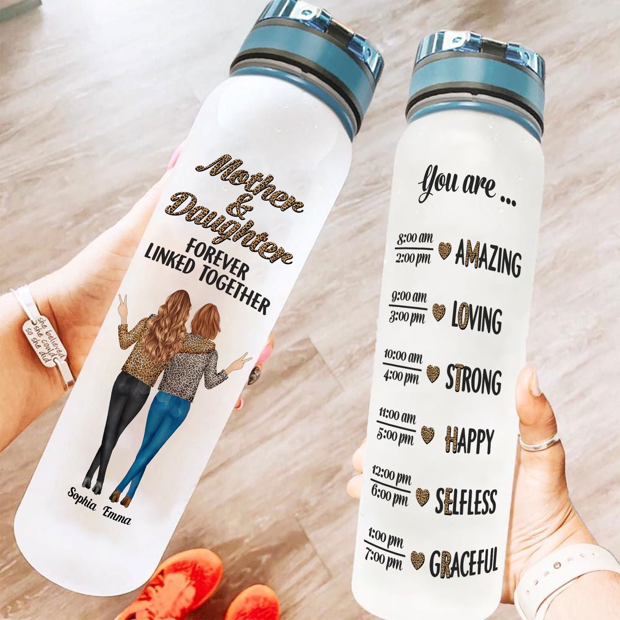 Mother And Daughter - Personalized Water Tracker Bottle - Mother's Day ...