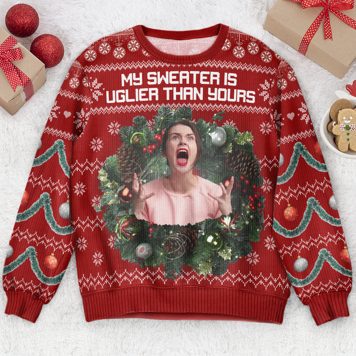My Sweater Is Uglier Than Yours Silly Face - Personalized Photo Ugly ...