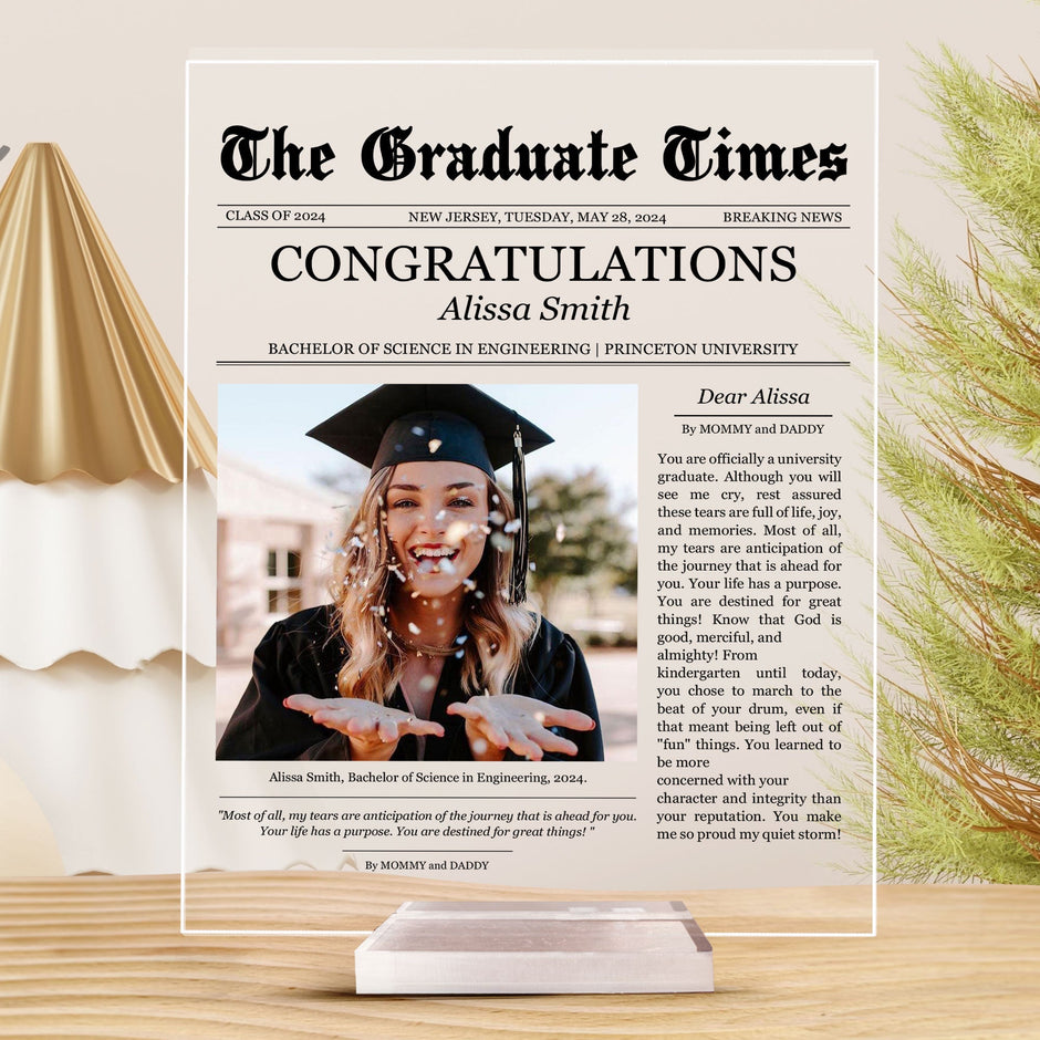Newspaper Graduation Celebration - Personalized Acrylic Photo Plaque ...