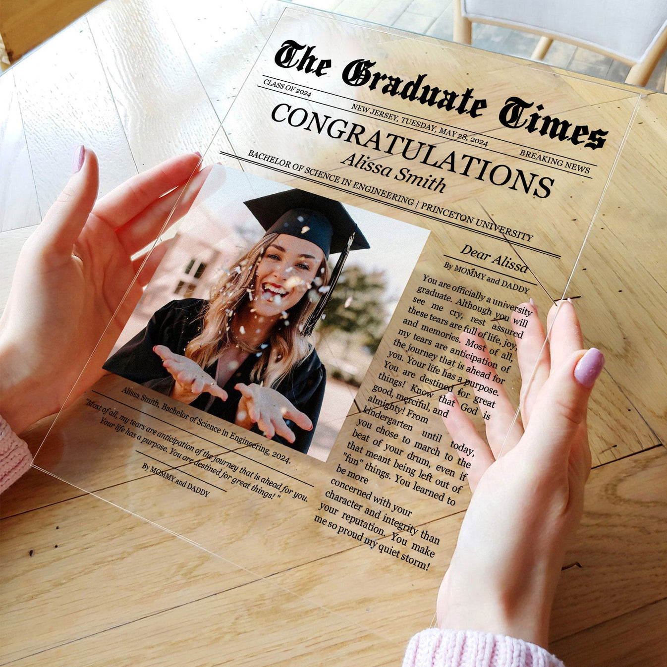 Newspaper Graduation Celebration - Personalized Acrylic Photo Plaque ...