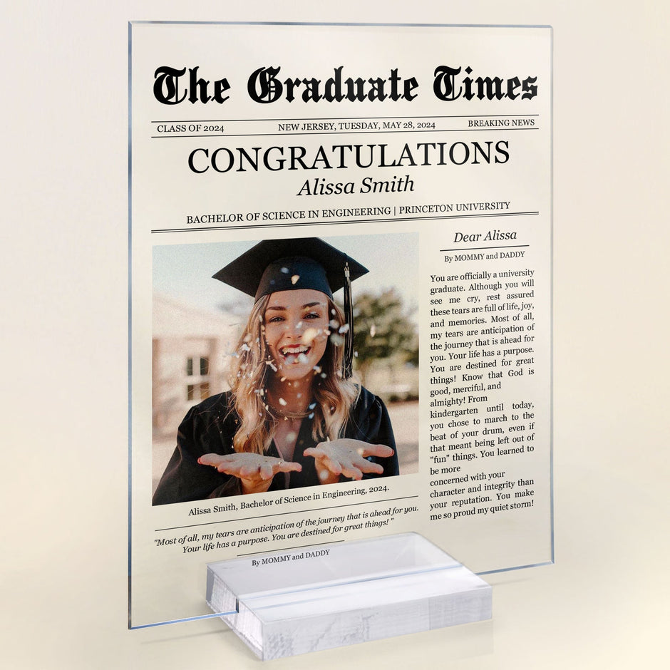 Newspaper Graduation Celebration - Personalized Acrylic Photo Plaque ...