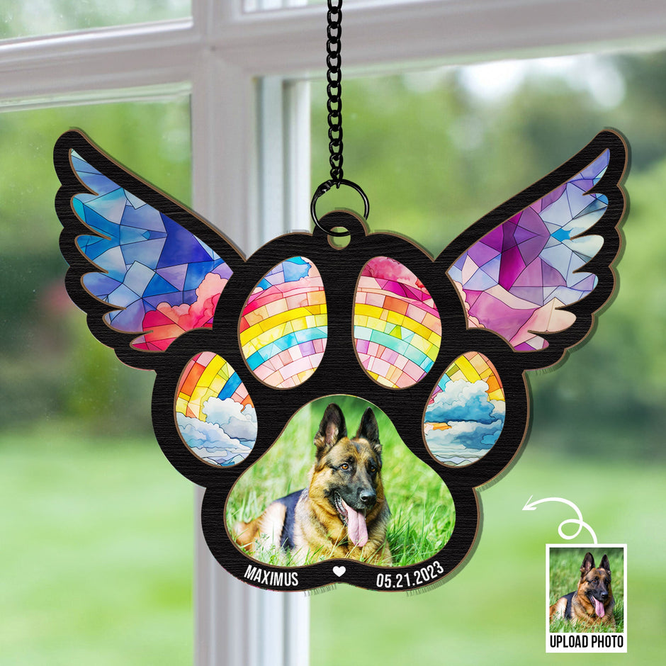 Pawprints On Hearts - Personalized Window Hanging Suncatcher Photo ...
