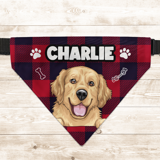 Dog Custom Face And Custom Name - Personalized Photo Bandana Collar ...