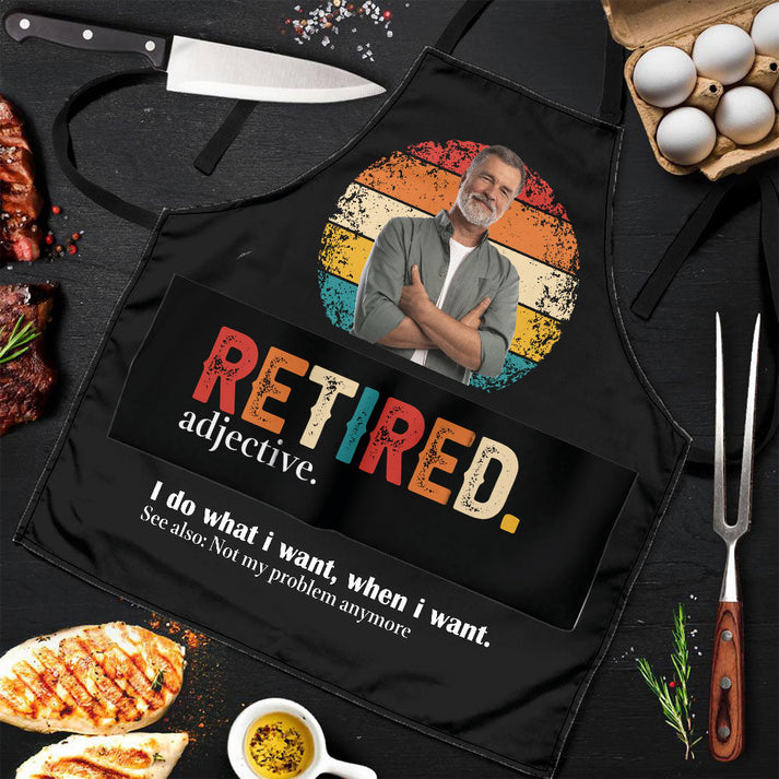 Retired Dad - Personalized Photo Apron With Pocket – Macorner