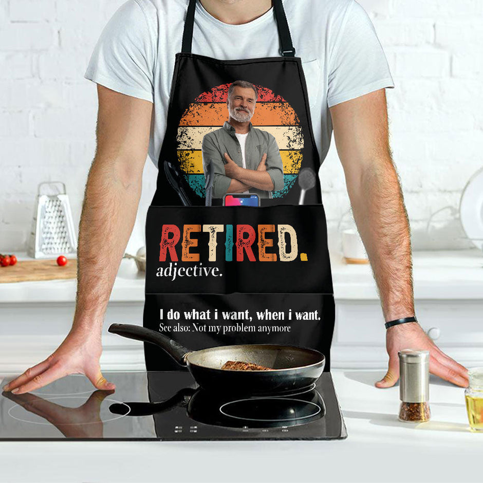 Retired Dad - Personalized Photo Apron With Pocket – Macorner