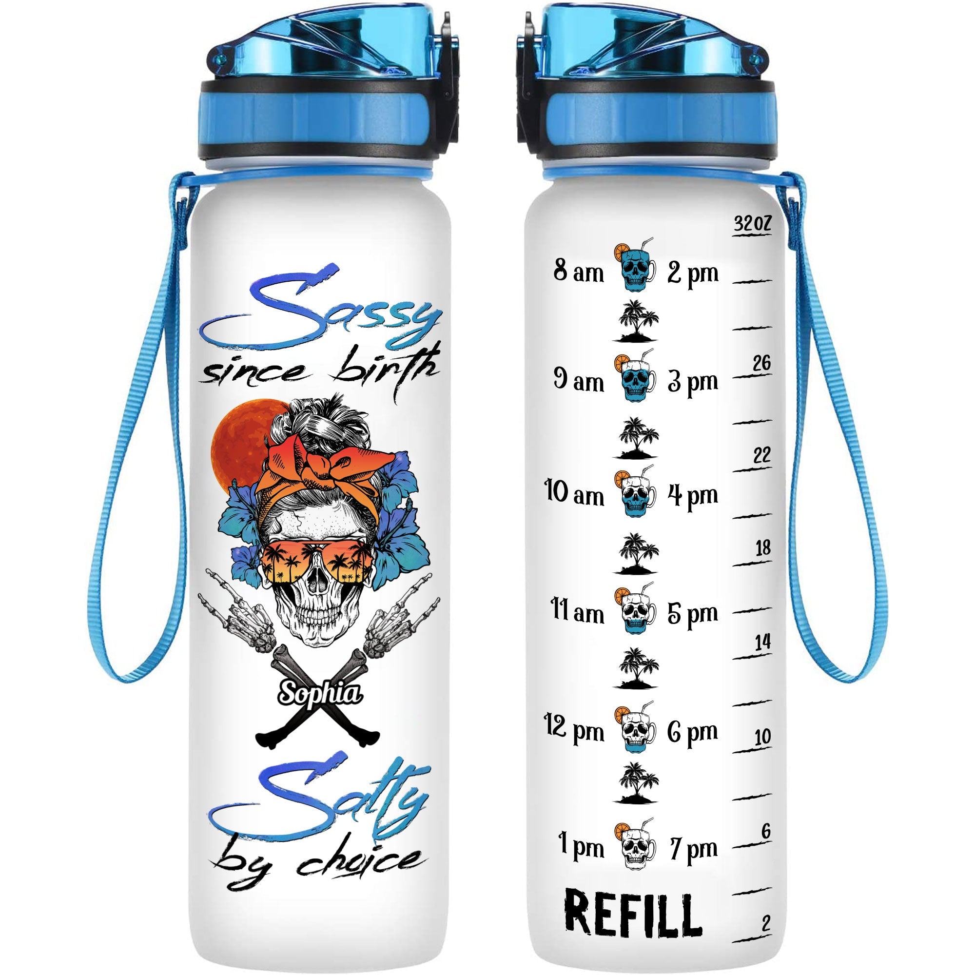 Salty By Choice - Personalized Water Bottle With Time Marker – Macorner