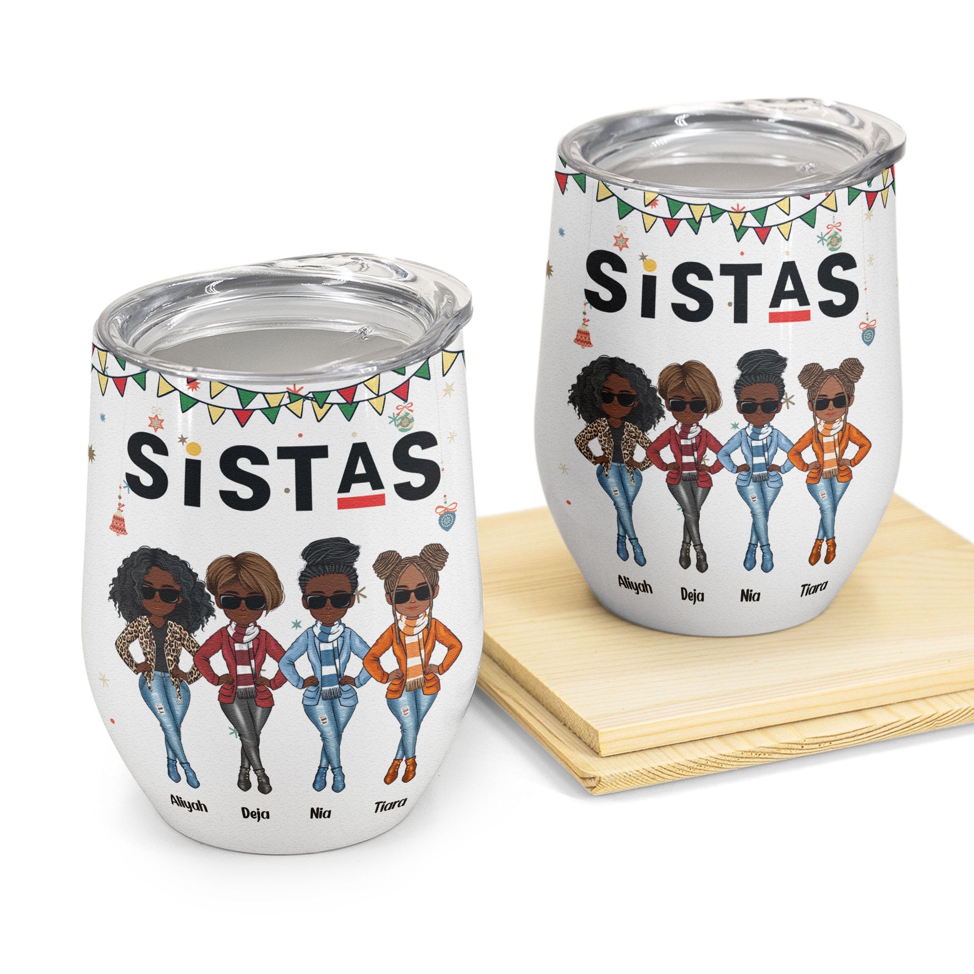 Sistas Black Girl Magic - Personalized Wine Tumbler - Birthday Gifts ...