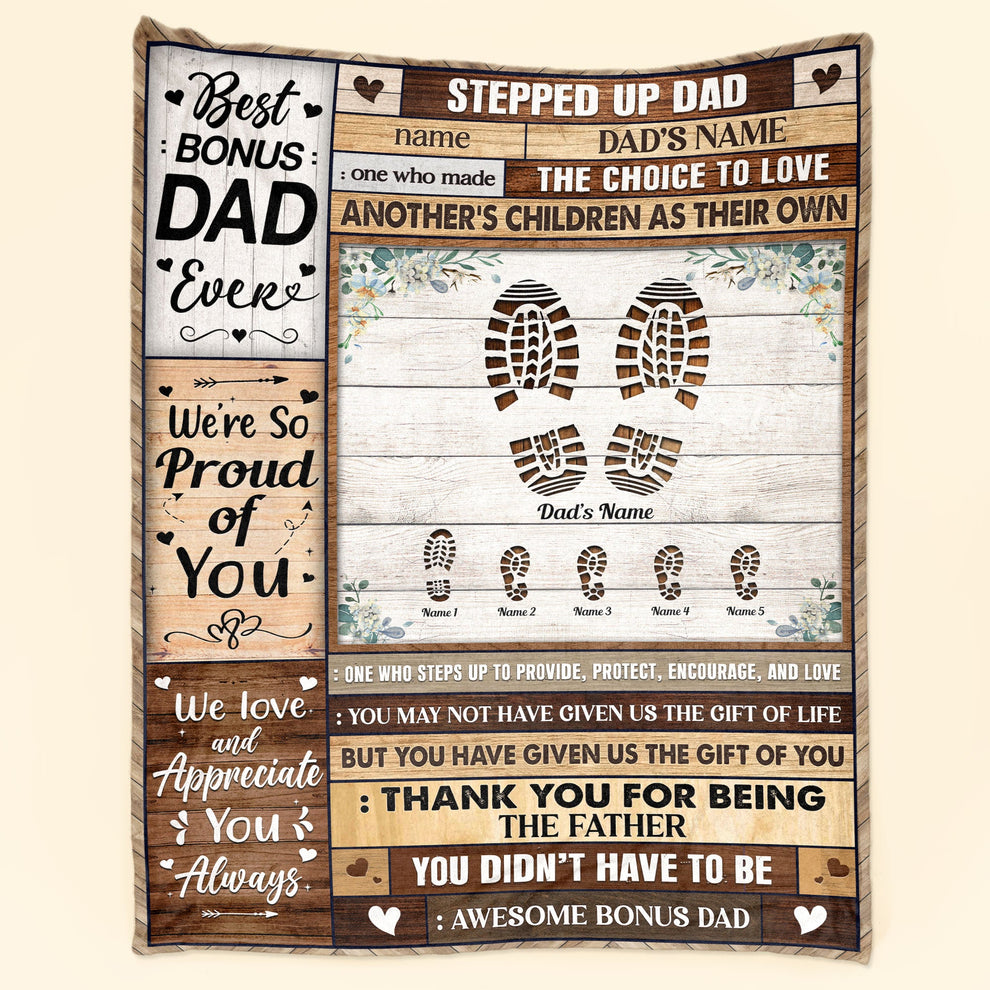 Father's Day Gifts, Stepped Up Dad - Personalized Blanket – Macorner