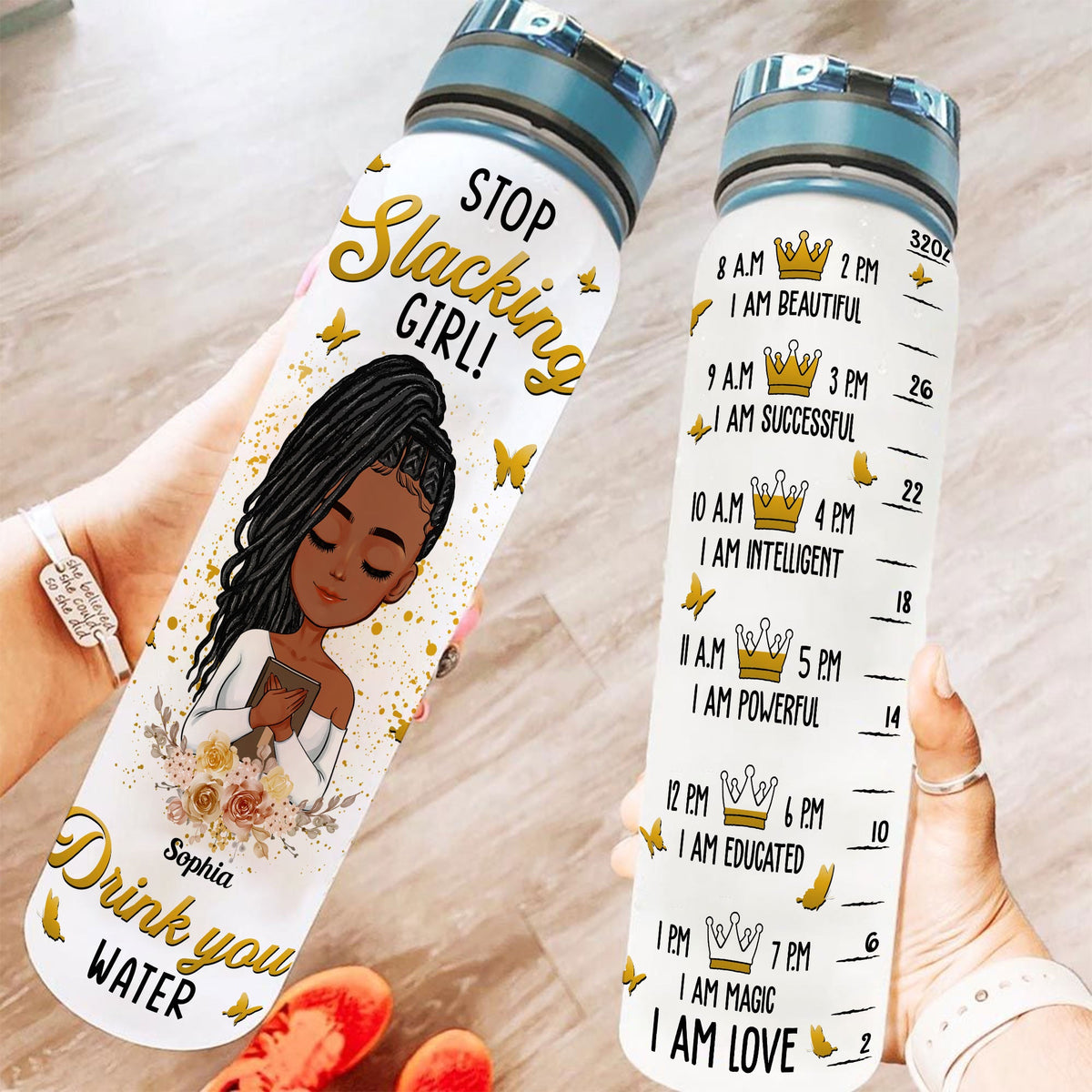 Stop Slack Girl Drink Your Water - Personalized Water Bottle With Time ...