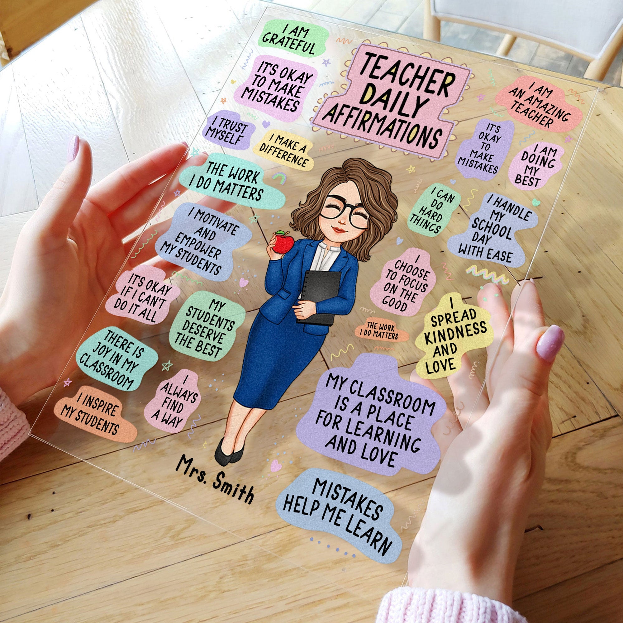 Teacher Daily Affirmations - Personalized Acrylic Plaque - Macorner