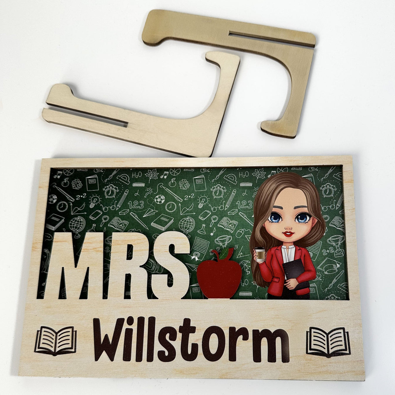 Teacher's Desk Sign - Personalized 2 Layers Wooden Plaque – Macorner