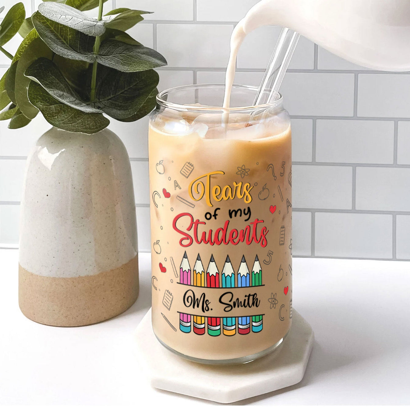 Tears Of My Students - Personalized Clear Glass Cup – Macorner