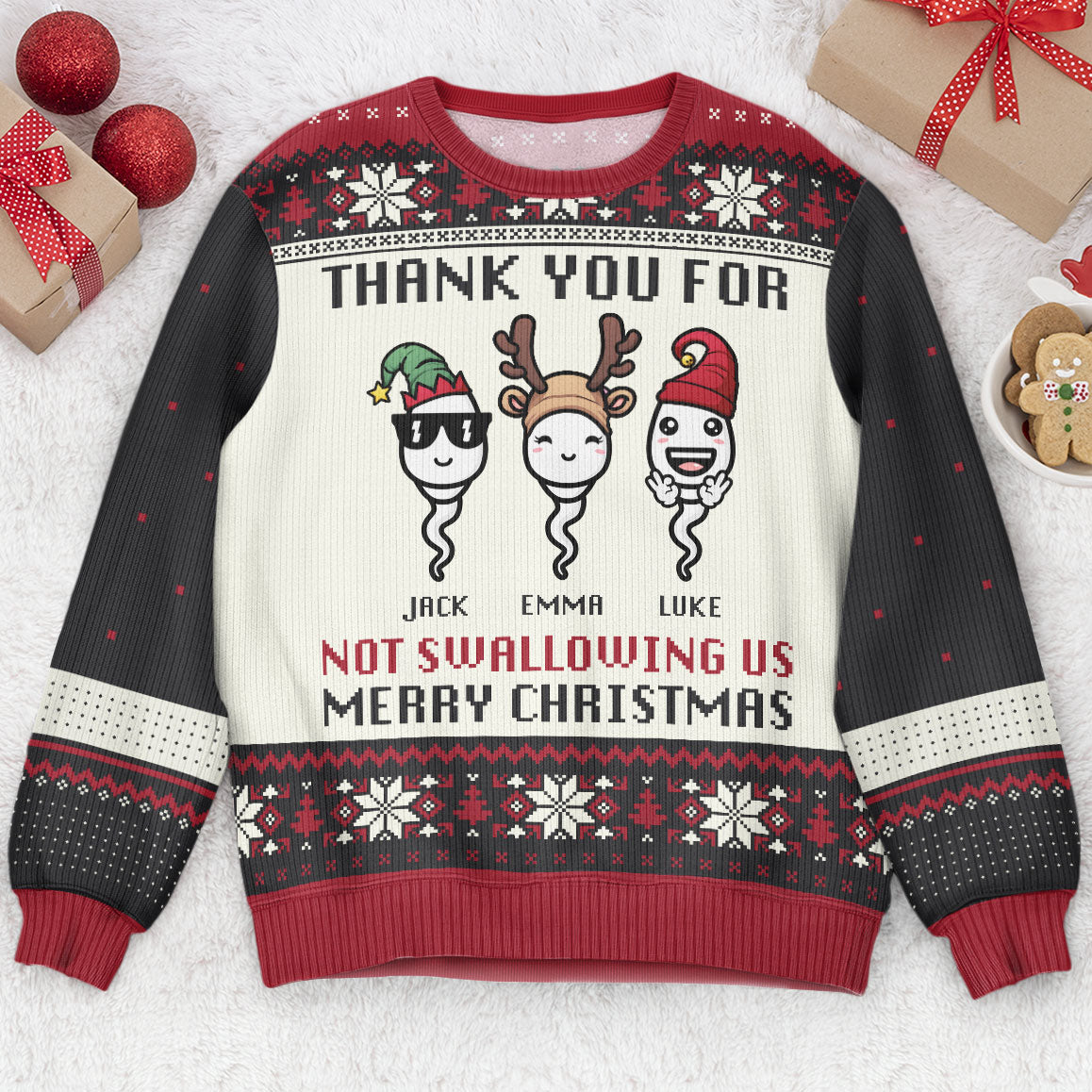 Thank You For Not Swallowing Us - Personalized Ugly Sweater – Macorner