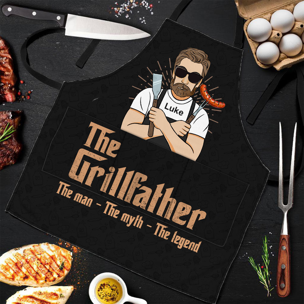 The Grillfather - Personalized Apron With Pocket - Gift For Dad – Macorner