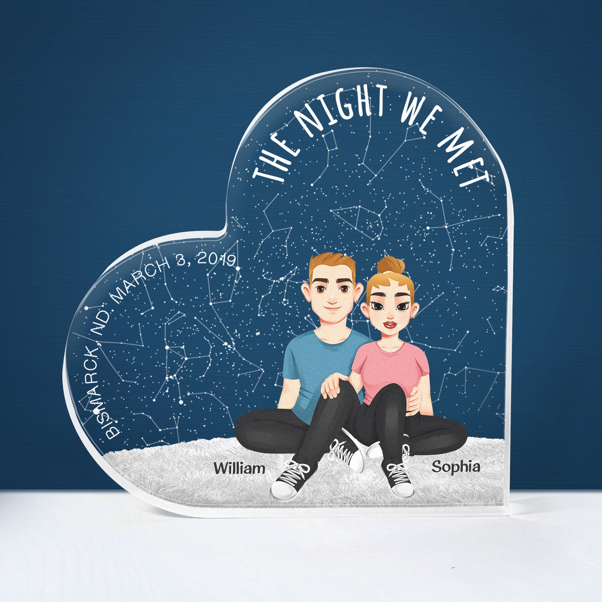 The Night We Met Star Map - Personalized Heart Shaped Acrylic Plaque – Macorner
