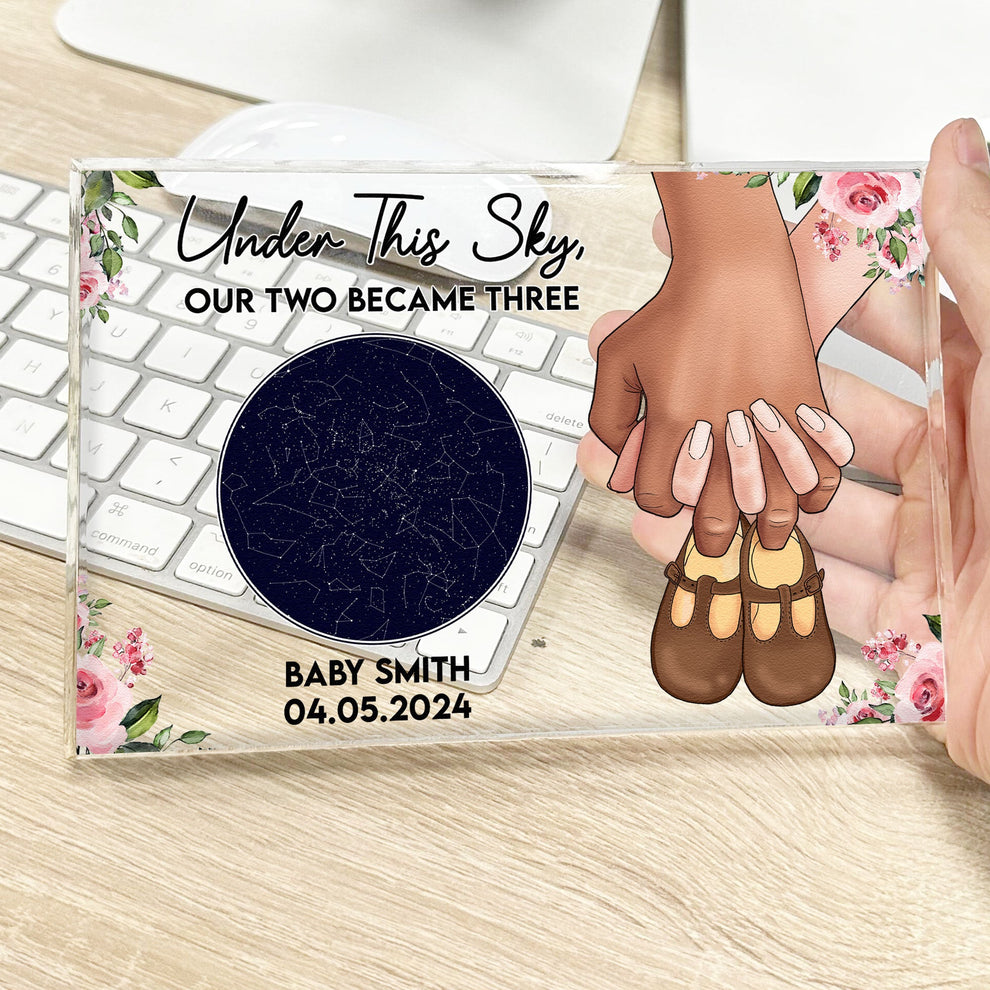 Under This Sky, Our Two Became Three - Personalized Acrylic Plaque - Star Map – Macorner