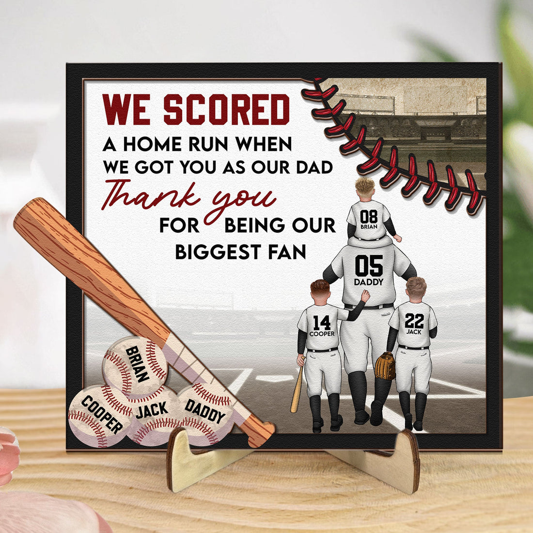 We Scored A Home Run Baseball Dad - Personalized Wooden Plaque – Macorner