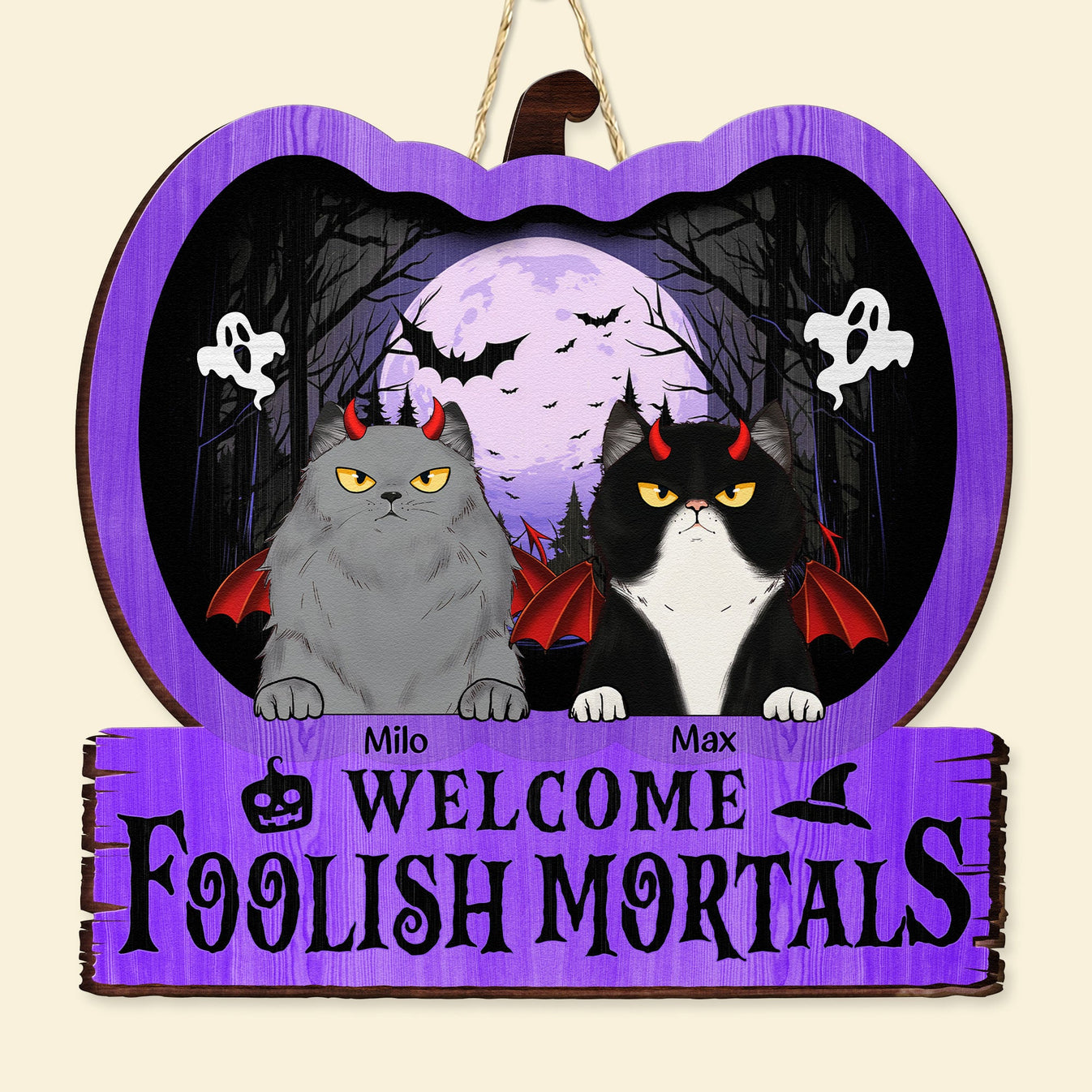 Welcome Foolish Mortals - Personalized Custom Shaped Wood Sign – Macorner