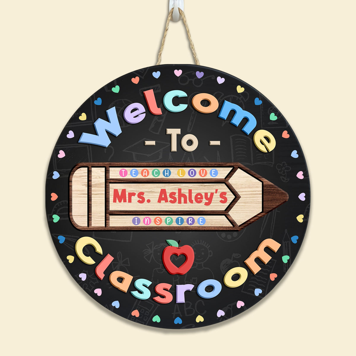 Welcome To Our Classroom - Personalized Round Wood Sign - Macorner
