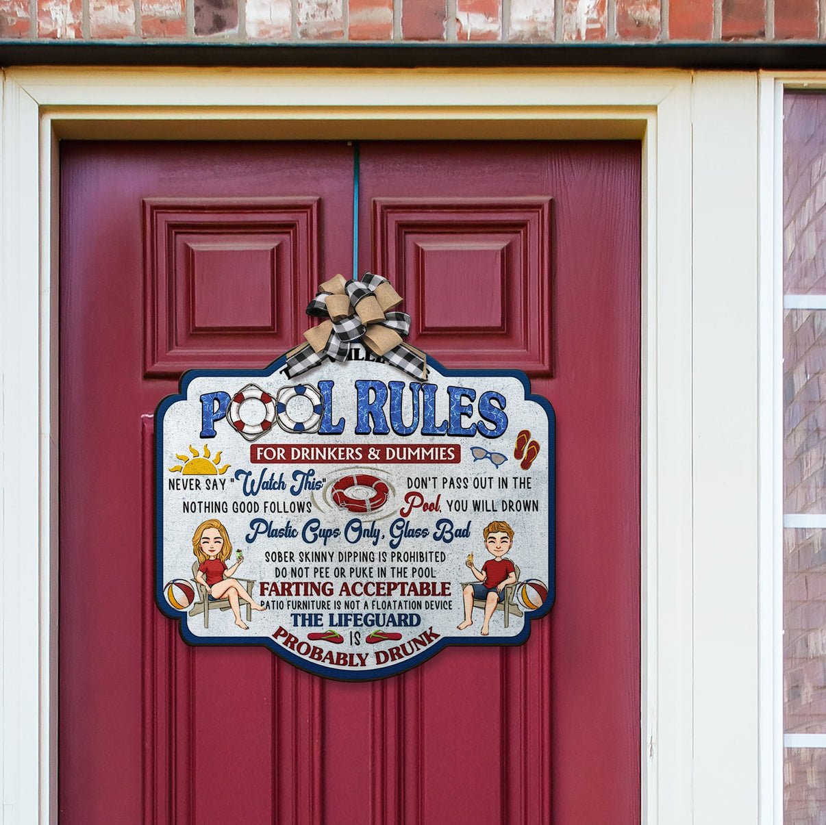 Welcome To Pool Rules Beach House Sign - Personalized Custom Shaped ...