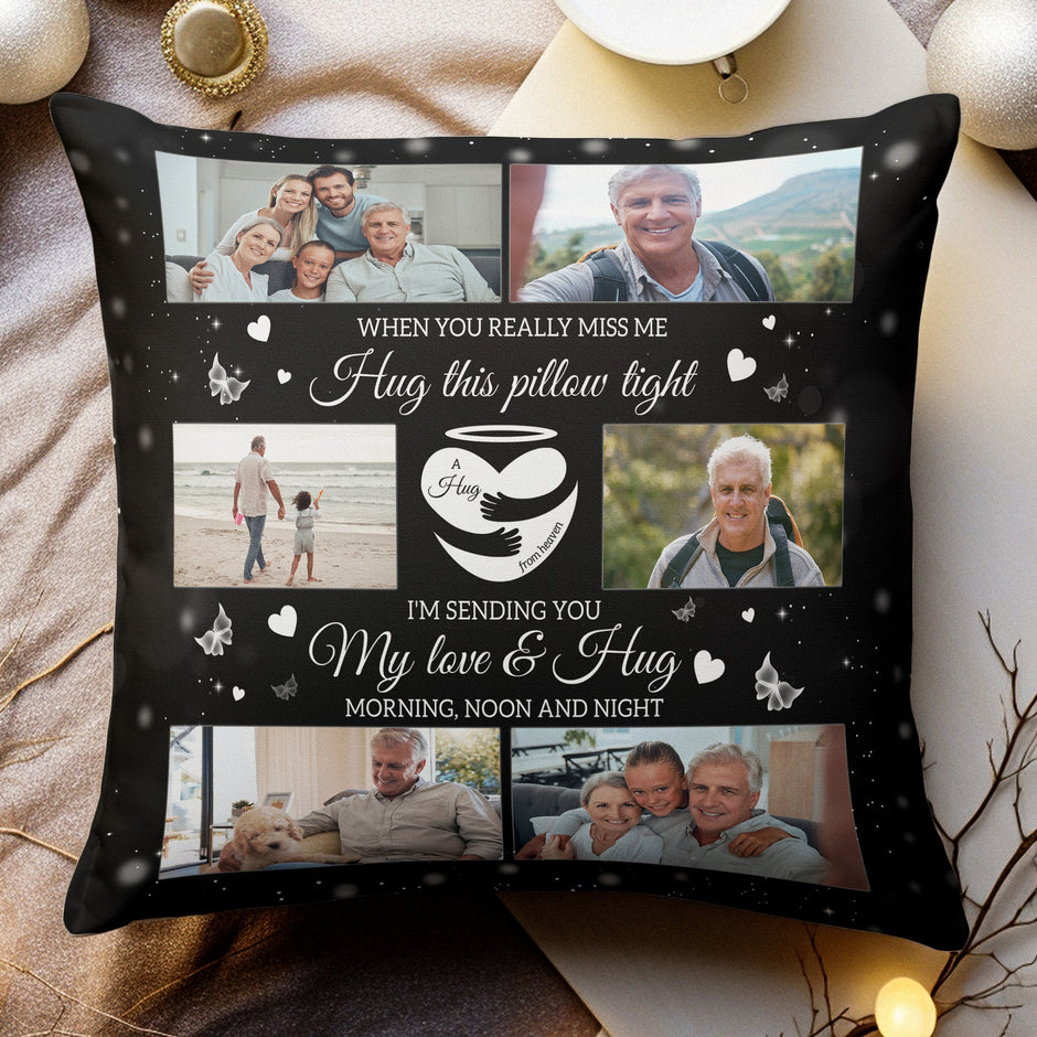 When You Miss Me Hug This Pillow - Personalized Photo Pillow – Macorner