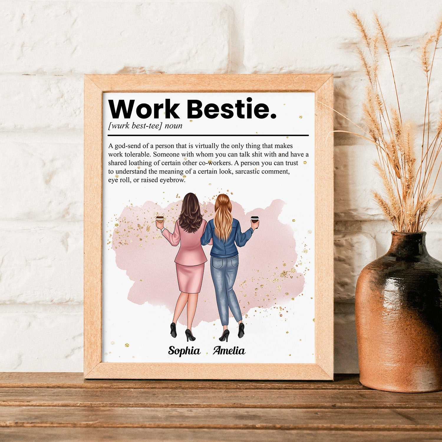 Work Bestie Definition, Personalized Poster, Funny Gift, Coworker Leav ...